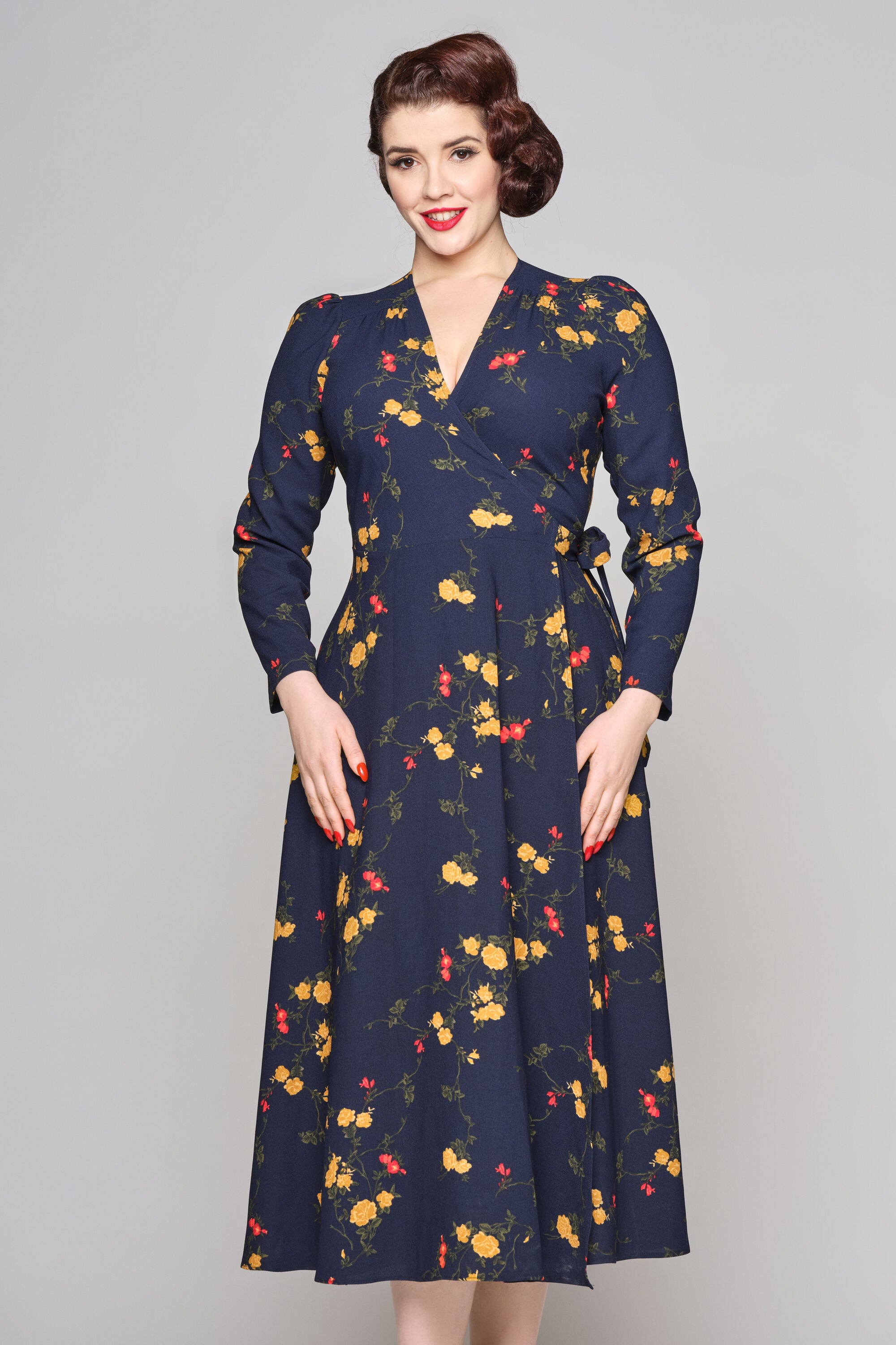 Kendra Winter Bloom Wrap Dress – Lindy Bop