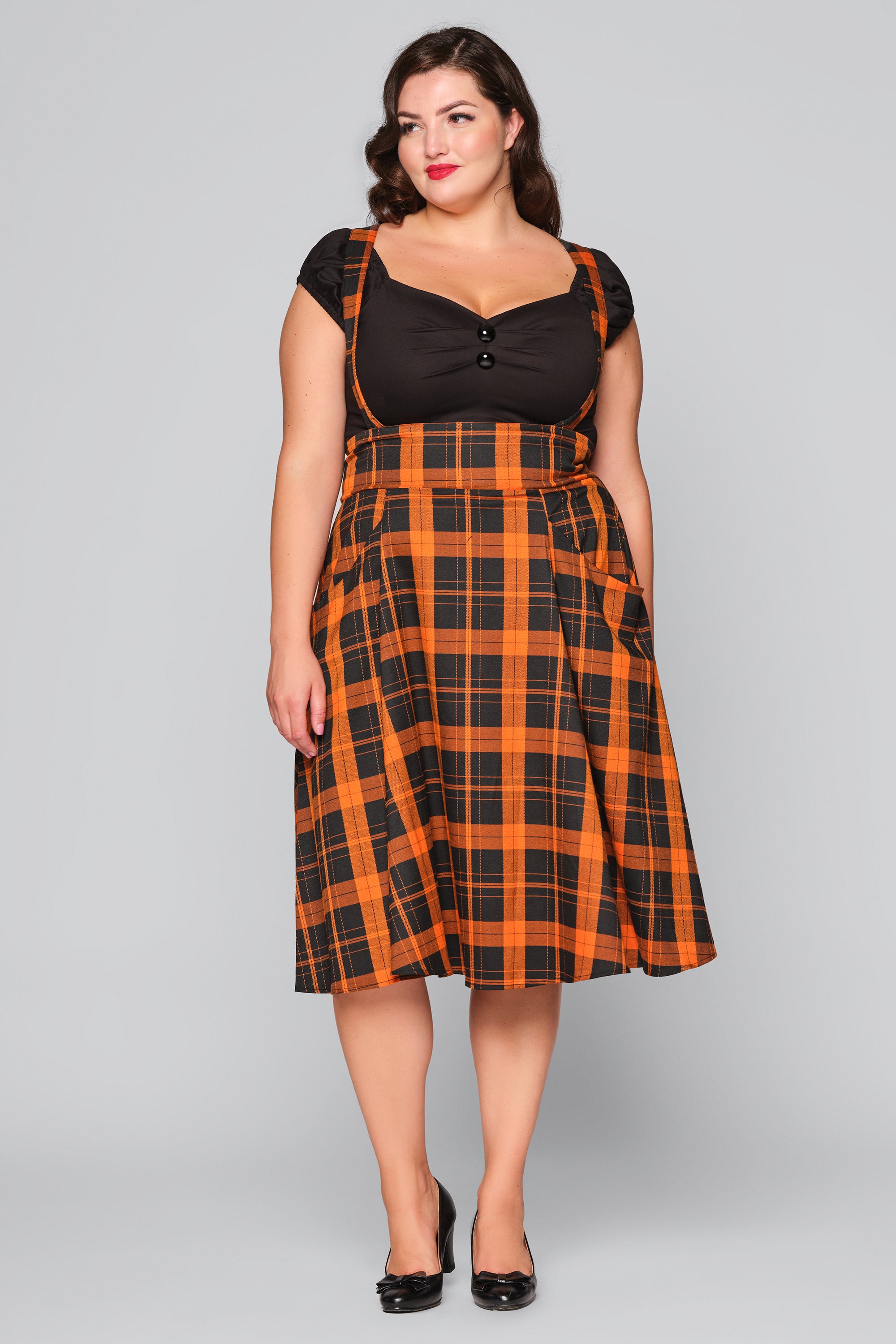 Alexa Pumpkin Check Swing Skirt – Lindy Bop