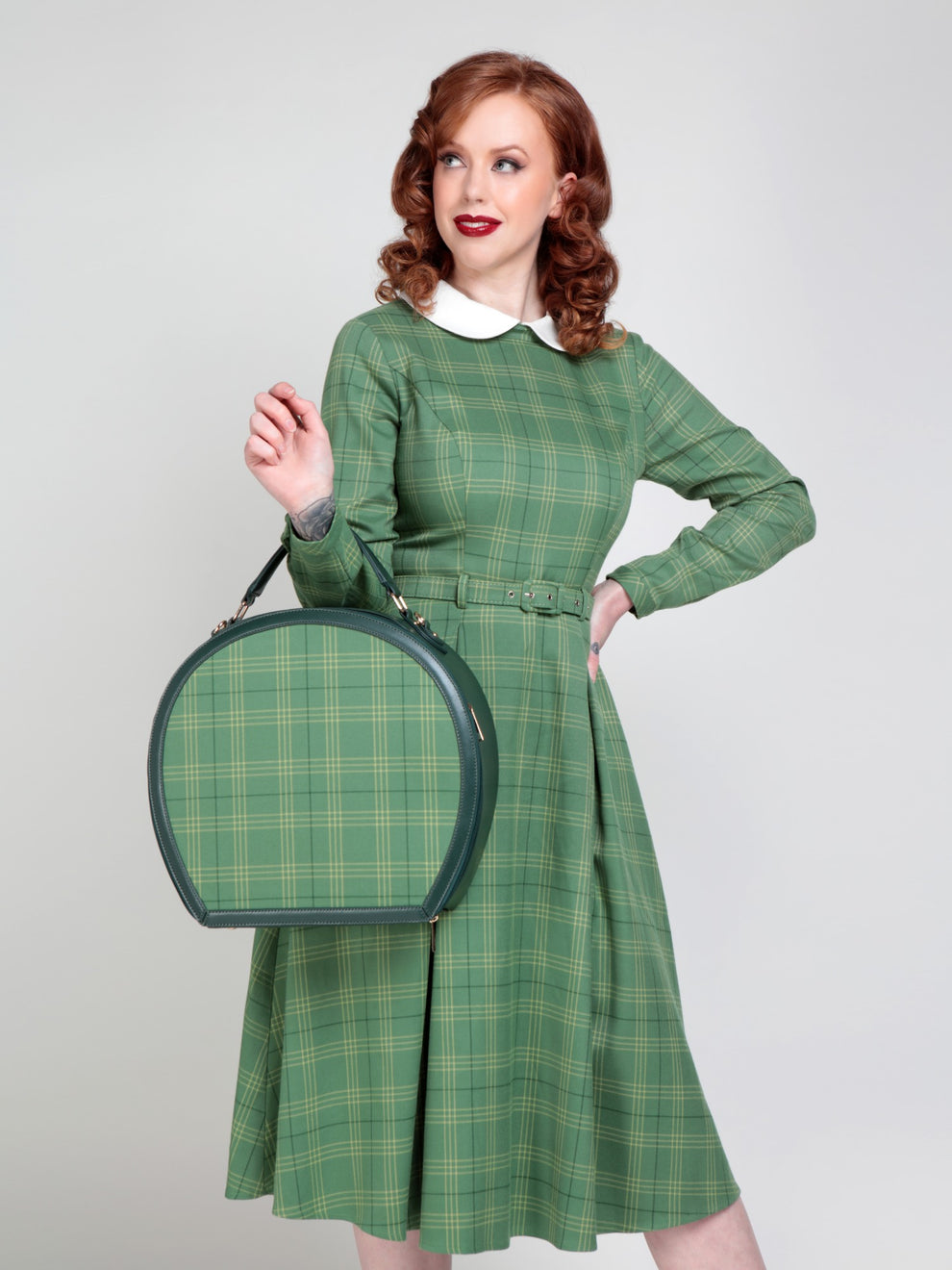 Marika Leaf Check Swing Dress – Lindy Bop