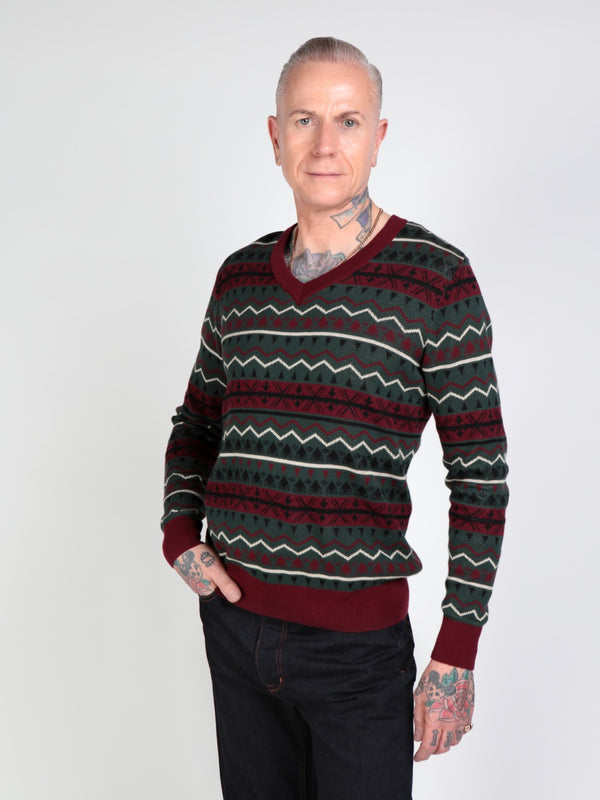 Mark Fair Isle Knitted Jumper Green – Lindy Bop