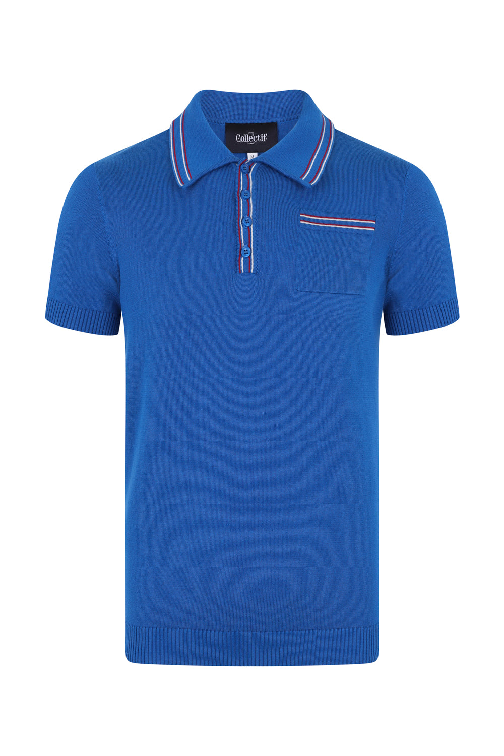Pablo Plain Knitted Polo Blue – Lindy Bop