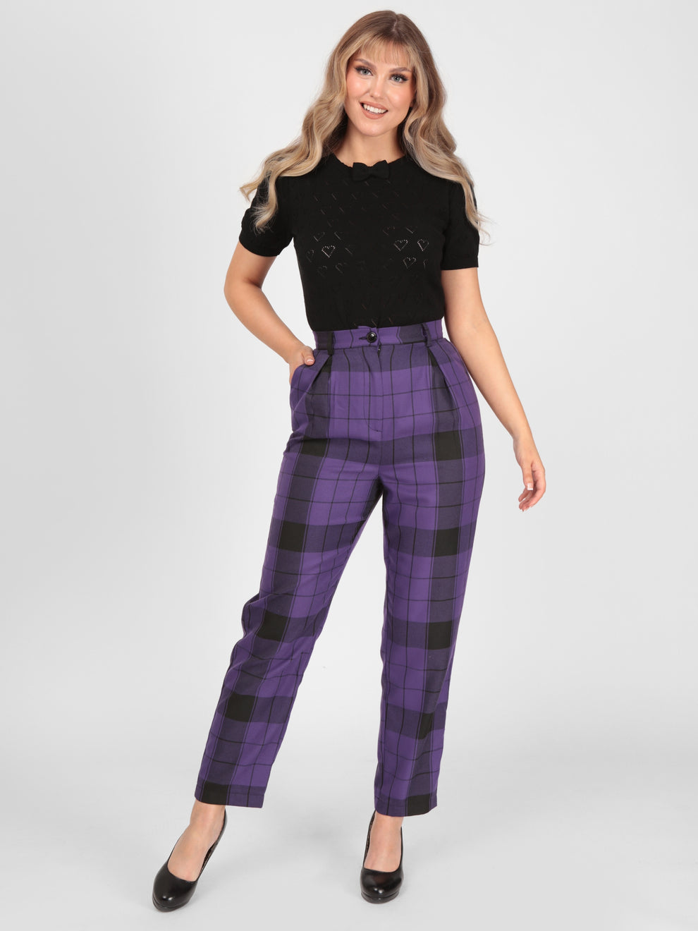 Rada Violet Check Trousers – Lindy Bop