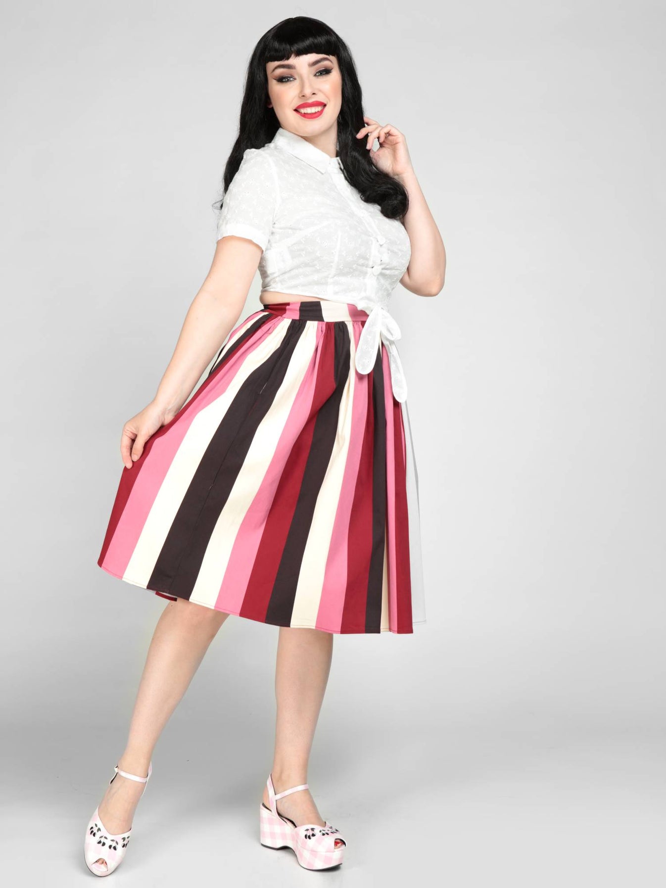 Jasmine Bubble Gum Stripe Swing Skirt – Lindy Bop